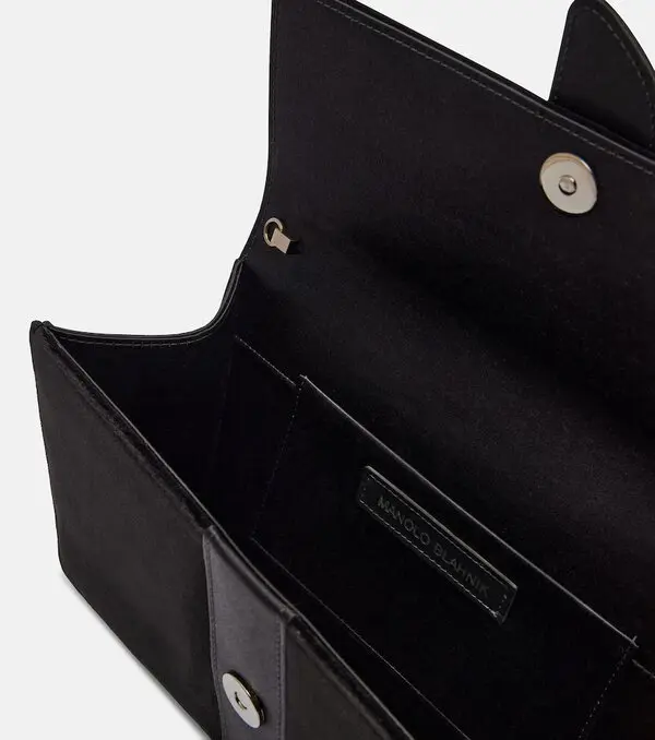 Manolo Blahnik Capri Embellished Velvet Clutch - Black