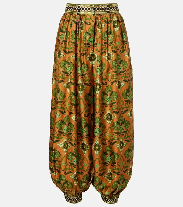 ALEMAIS Cece Floral Silk Tapered Pants - Multicoloured