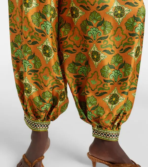 ALEMAIS Cece Floral Silk Tapered Pants - Multicoloured