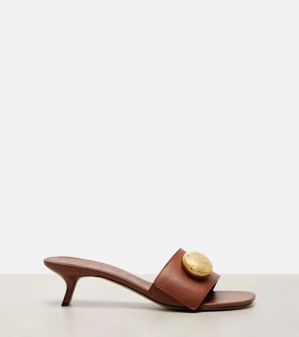 Loewe Pebble Anagram Leather Mules - Brown