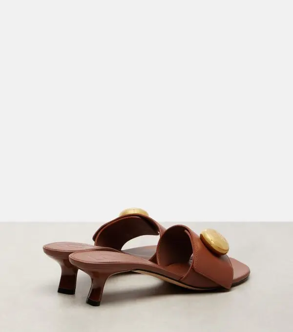 Loewe Pebble Anagram Leather Mules - Brown