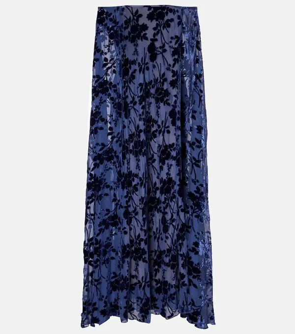 RODARTE Caped Off-shoulder Jacquard Maxi Dress - Blue