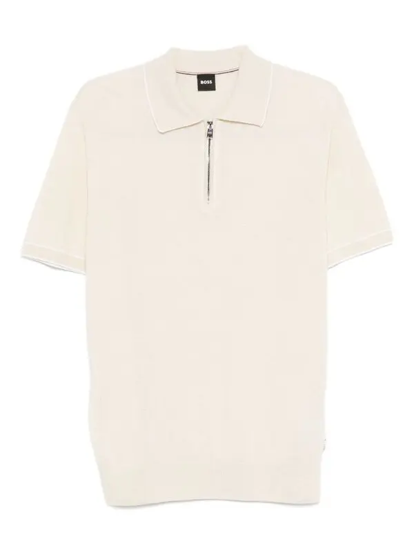 BOSS Ivory Polo Shirt With Half-zip - White