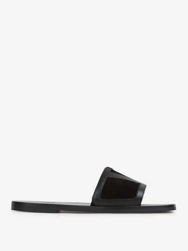 Valentino Garavani Vlogo Calf Suede Sandals - Black