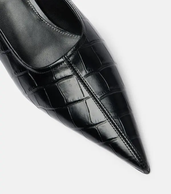 TOTEME Croc-effect Leather Wedge Pumps