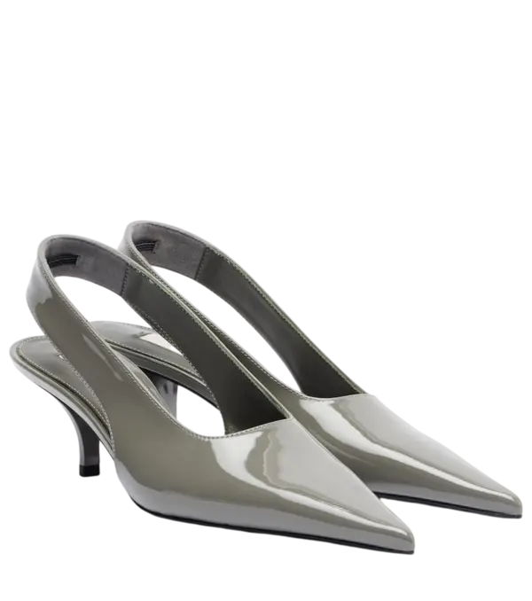 TOTEME Patent Leather Slingback Pumps - Grey