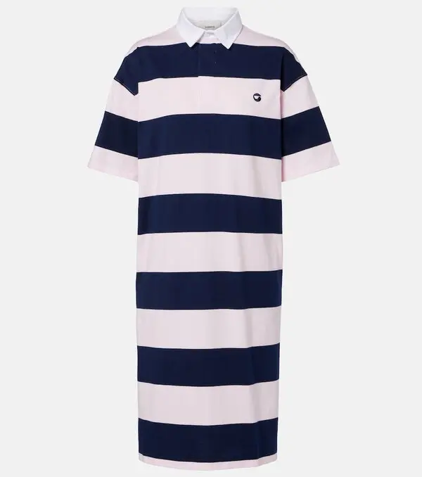 Coperni Striped Cotton Polo Dress - Blue