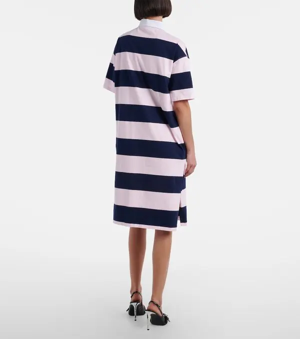 Coperni Striped Cotton Polo Dress - Blue