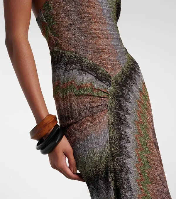 Missoni Zigzag Halterneck Lamé Maxi Dress - Multicoloured