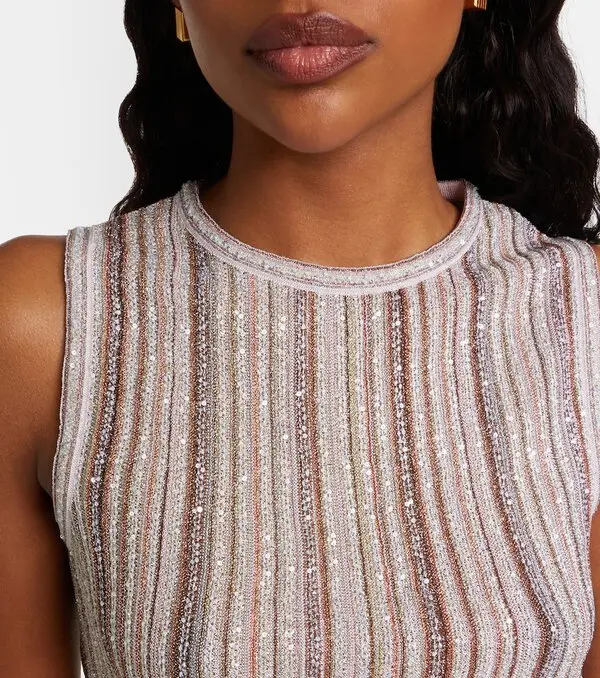 Missoni Sequined Striped Lamé Top - Multicoloured