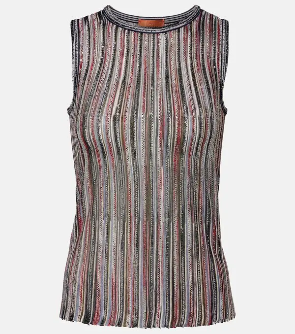 Missoni Sequined Striped Lamé Top - Multicoloured