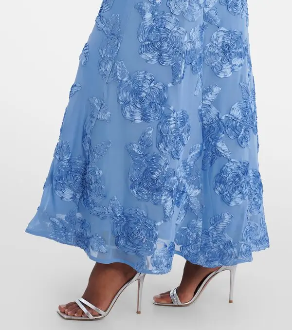 evening dress shirt studs Rent Rotate Floral Strapless Mesh Maxi Dress main image 1