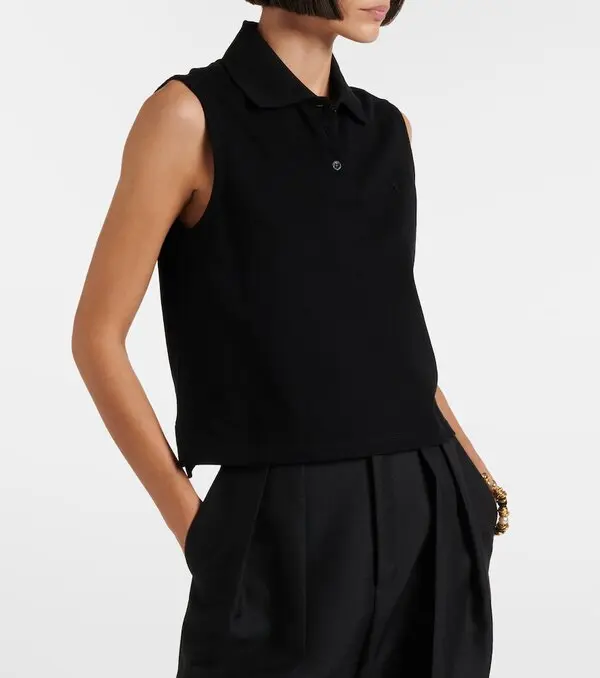 Saint Laurent Cassandre Cotton Piqué Top - Black