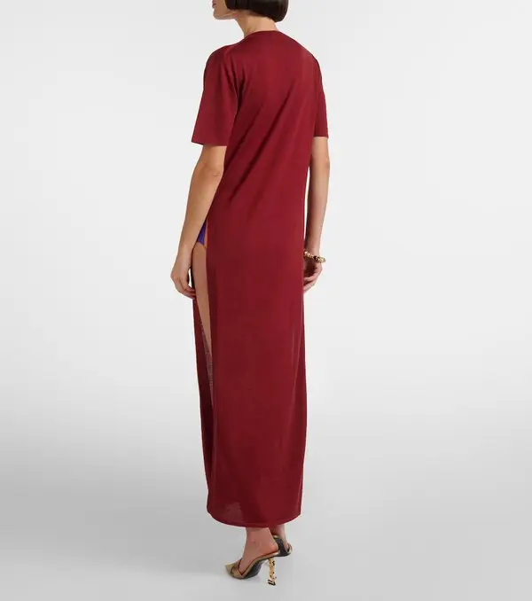 Saint Laurent Wool Maxi Dress - Red