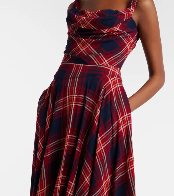 VIVIENNE WESTWOOD Chichi Draped Plaid Midi Dress - Red