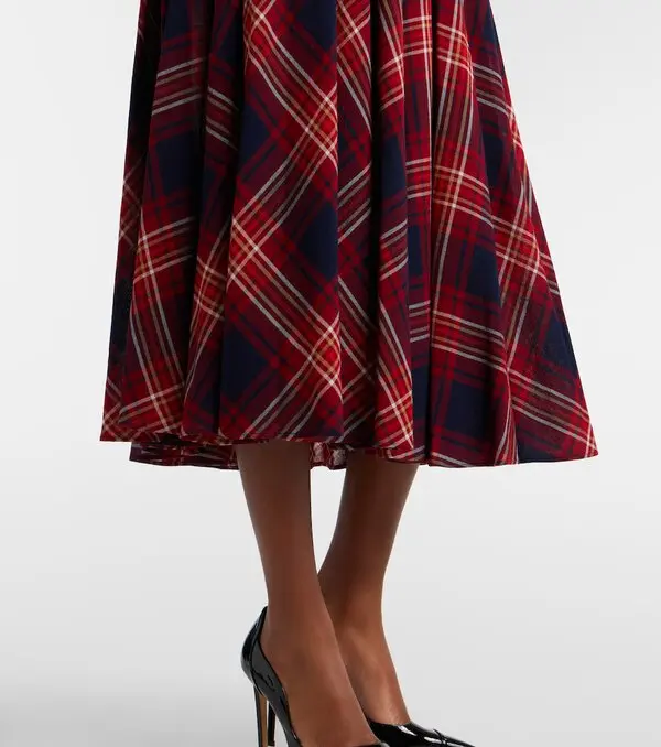 VIVIENNE WESTWOOD Chichi Draped Plaid Midi Dress - Red