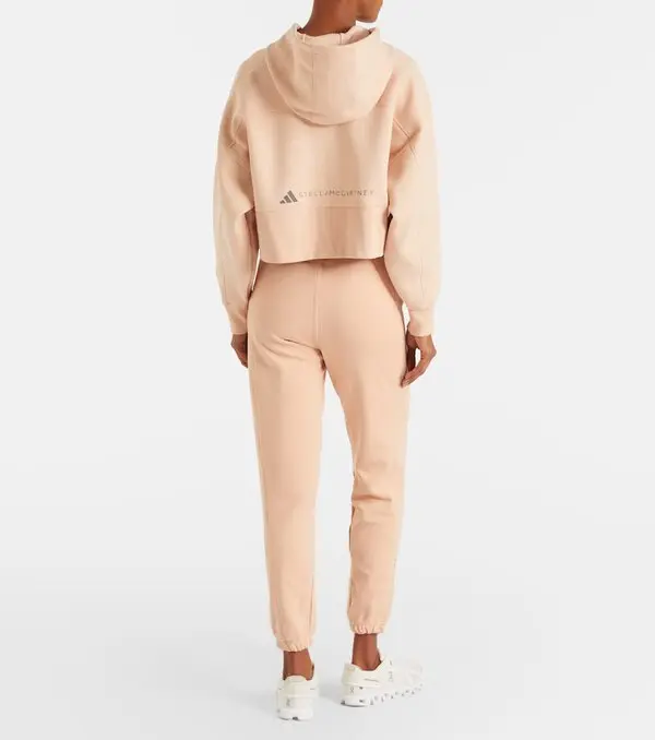 Adidas By Stella McCartney Cropped Cotton-blend Hoodie - Pink
