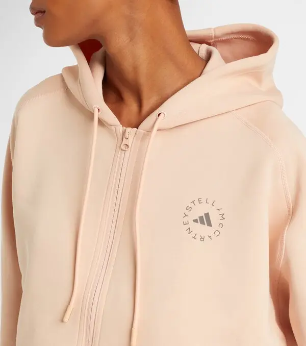 Adidas By Stella McCartney Cropped Cotton-blend Hoodie - Pink