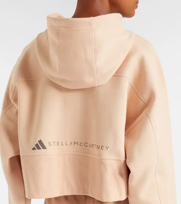 Adidas By Stella McCartney Cropped Cotton-blend Hoodie - Pink
