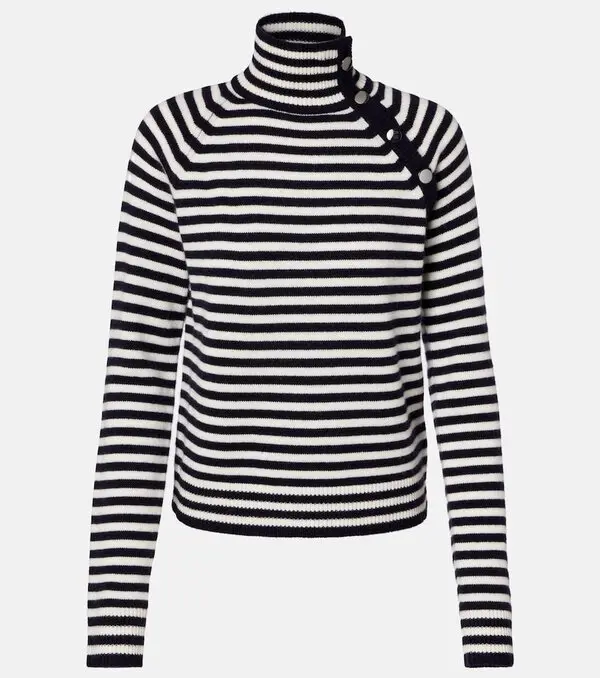 Max Mara Paniere Striped Cashmere Turtleneck Top