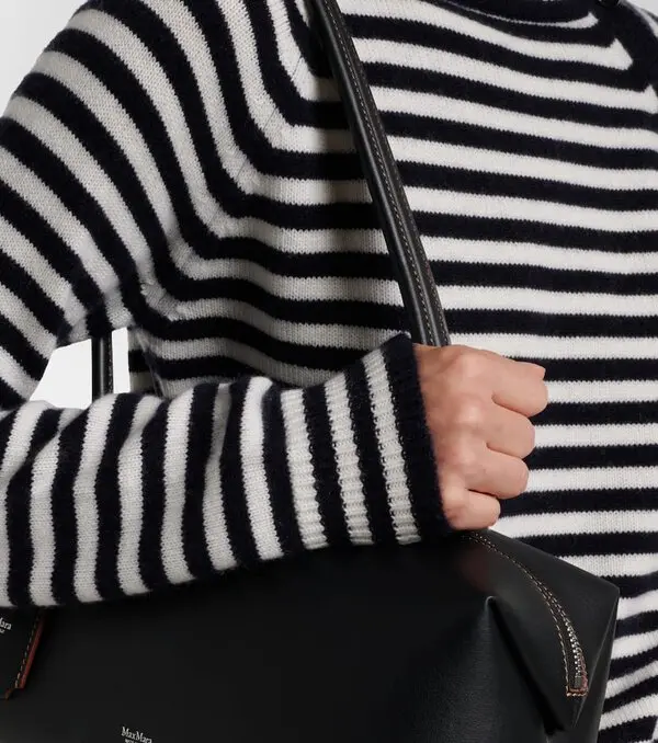 Max Mara Paniere Striped Cashmere Turtleneck Top