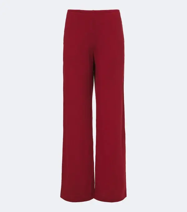 LESET Lauren Jersey Wide-leg Pants - Red