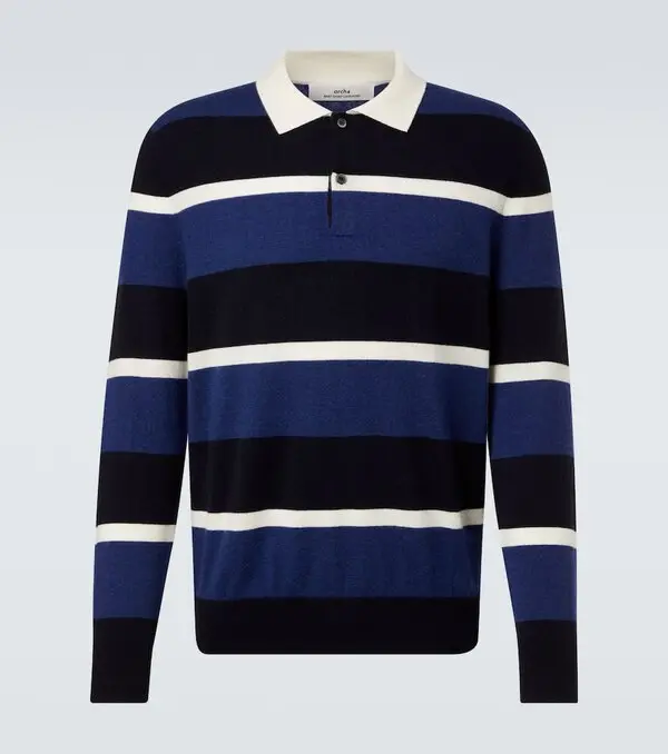 Arch4 Striped Cashmere Polo Sweater