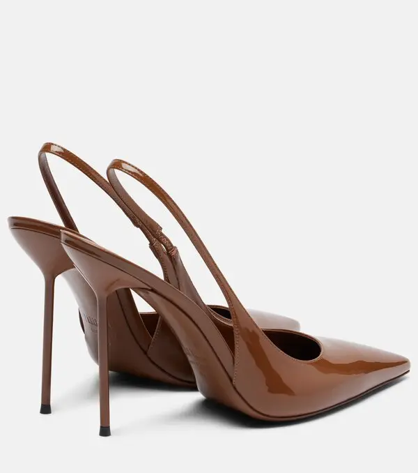 Paris Texas Lidia 105 Patent Leather Slingback Pumps - Brown
