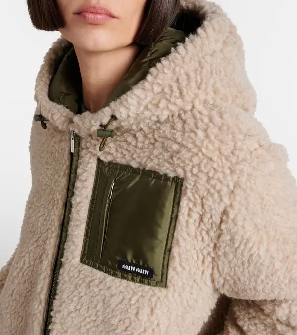 Miu Miu Wool-blend Teddy Down Jacket