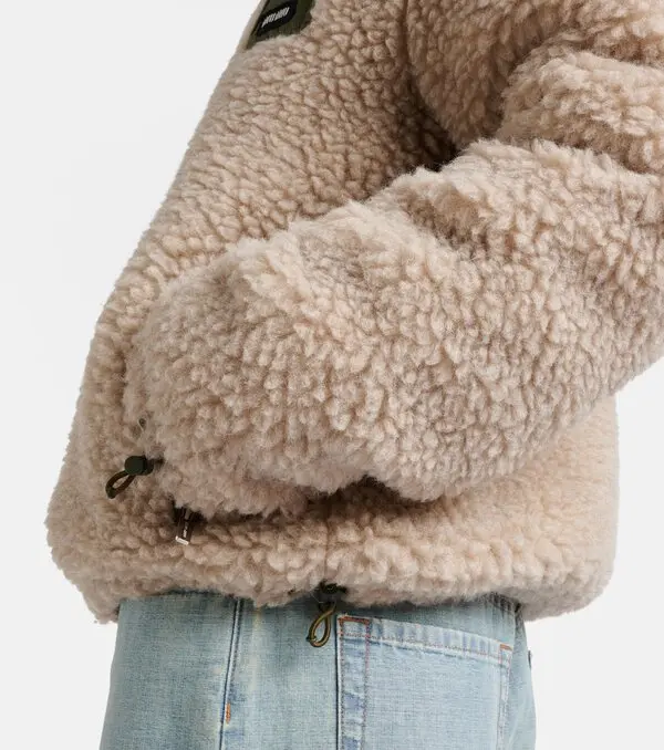 Miu Miu Wool-blend Teddy Down Jacket - Beige