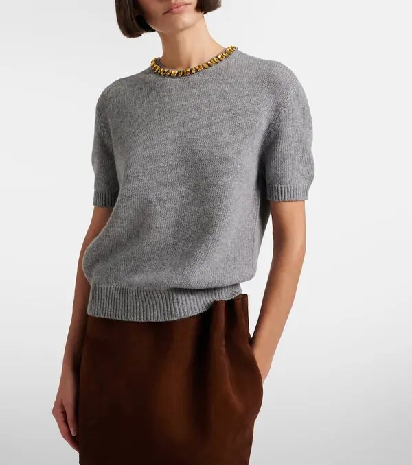 Prada Embellished Wool And Cashmere Sweater