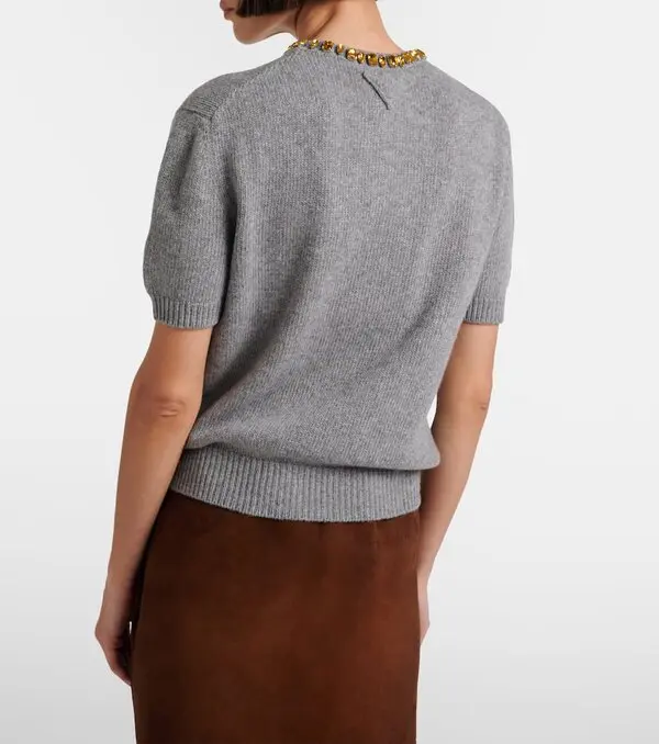 Prada Embellished Wool And Cashmere Sweater