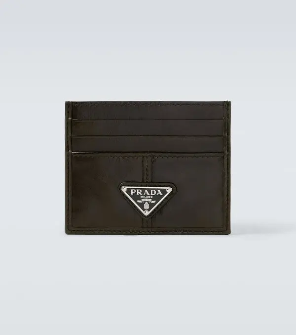 Prada Logo Leather Card Holder - Black
