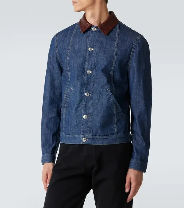 Brunello Cucinelli Leather-trimmed Denim Jacket