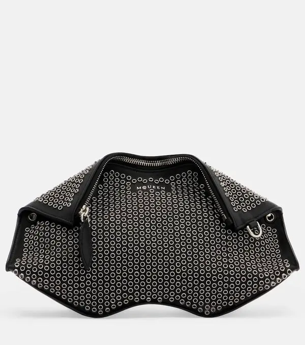 Alexander McQueen Manta Embellished Leather Clutch