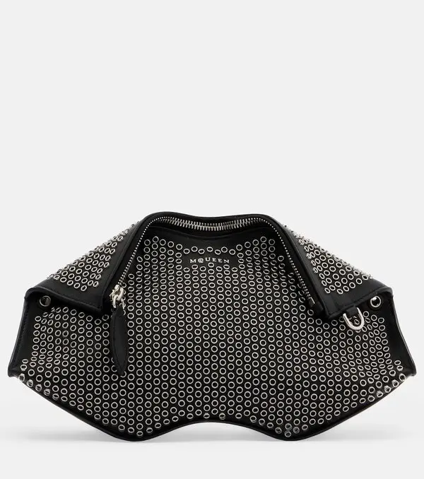 Alexander McQueen Manta Embellished Leather Clutch - Black