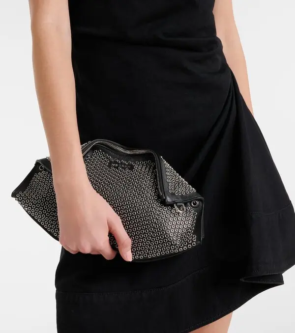 Alexander McQueen Manta Embellished Leather Clutch - Black