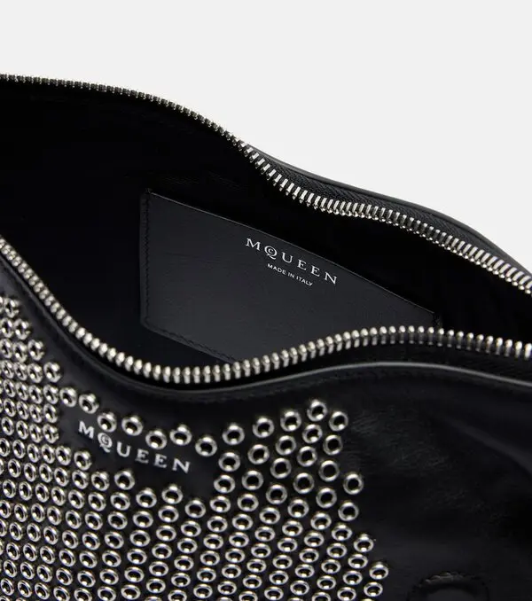 Alexander McQueen Manta Embellished Leather Clutch - Black