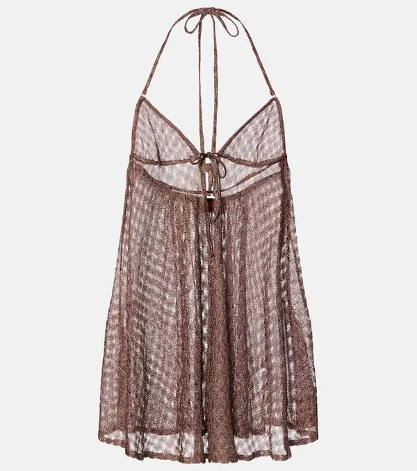 Missoni Open-knit Halterneck Lamé Beach Cover-up - Brown