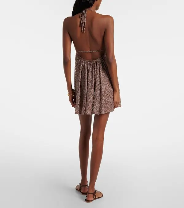 Missoni Open-knit Halterneck Lamé Beach Cover-up