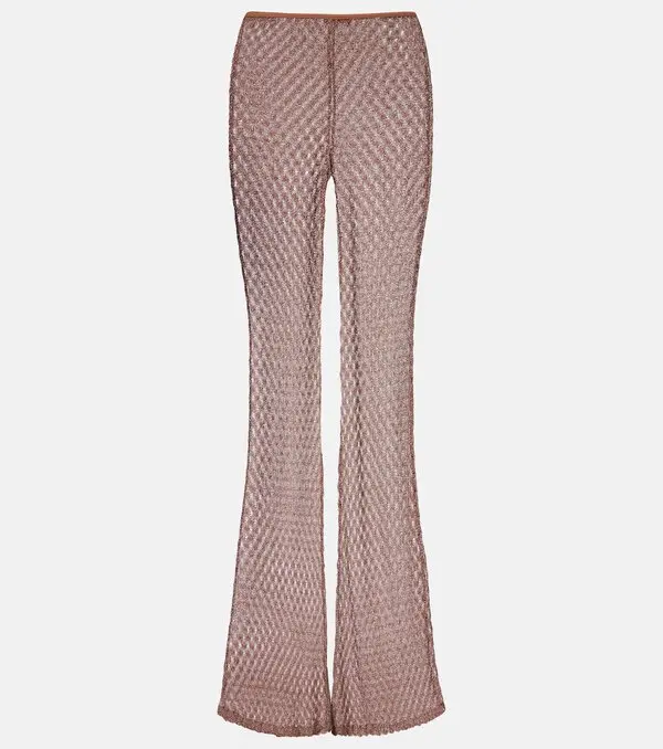Missoni Open-knit Lamé Flared Pants - Brown