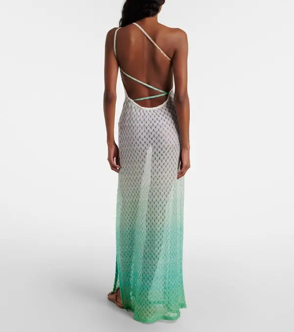 Missoni Open-knit One-shoulder Lamé Beach Cover-up - Multicoloured