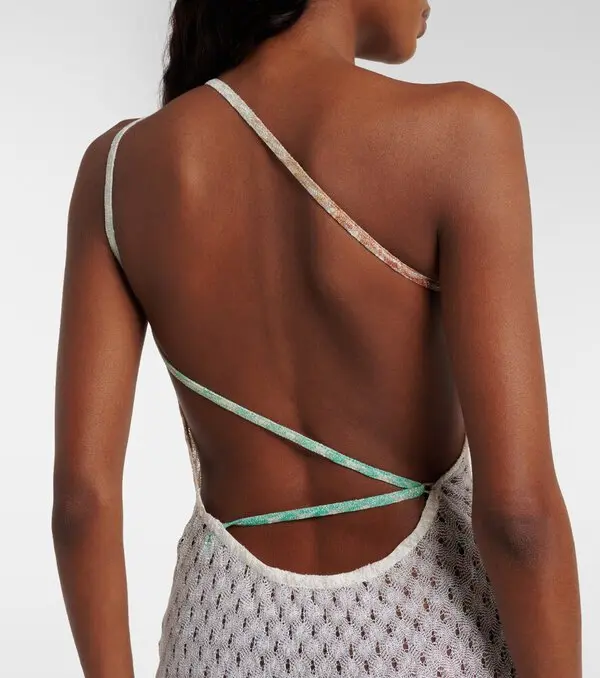 Missoni Open-knit One-shoulder Lamé Beach Cover-up - Multicoloured