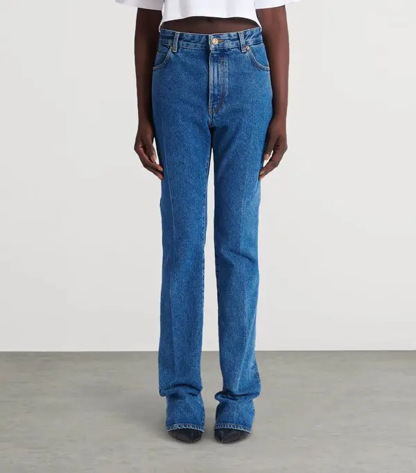 Balmain Elongated Straight Leg Jeans - Blue
