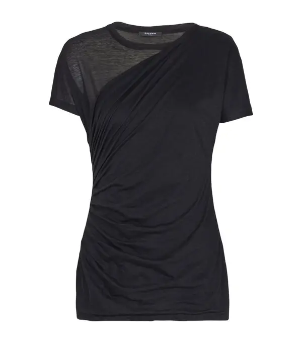 Balmain Cotton Draped T-shirt