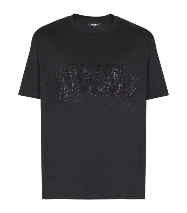 Balmain Cotton Crystal Logo T-shirt
