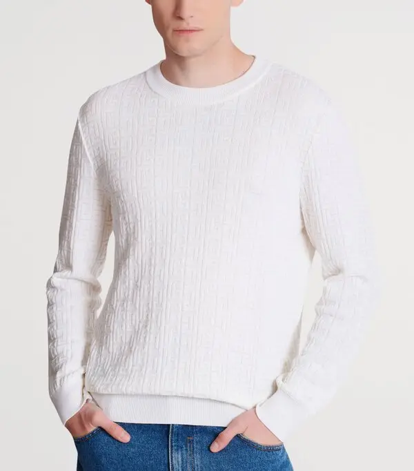 Balmain Monogram Wool-linen Blend Sweater