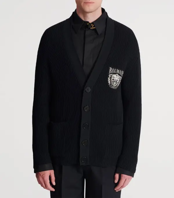 Balmain Cotton-blend Crest Cardigan