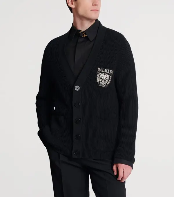 Balmain Cotton-blend Crest Cardigan