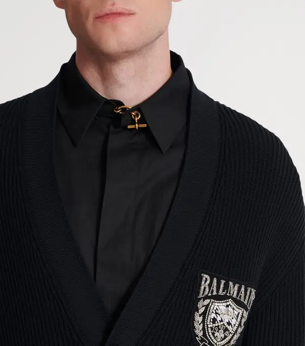Balmain Cotton-blend Crest Cardigan